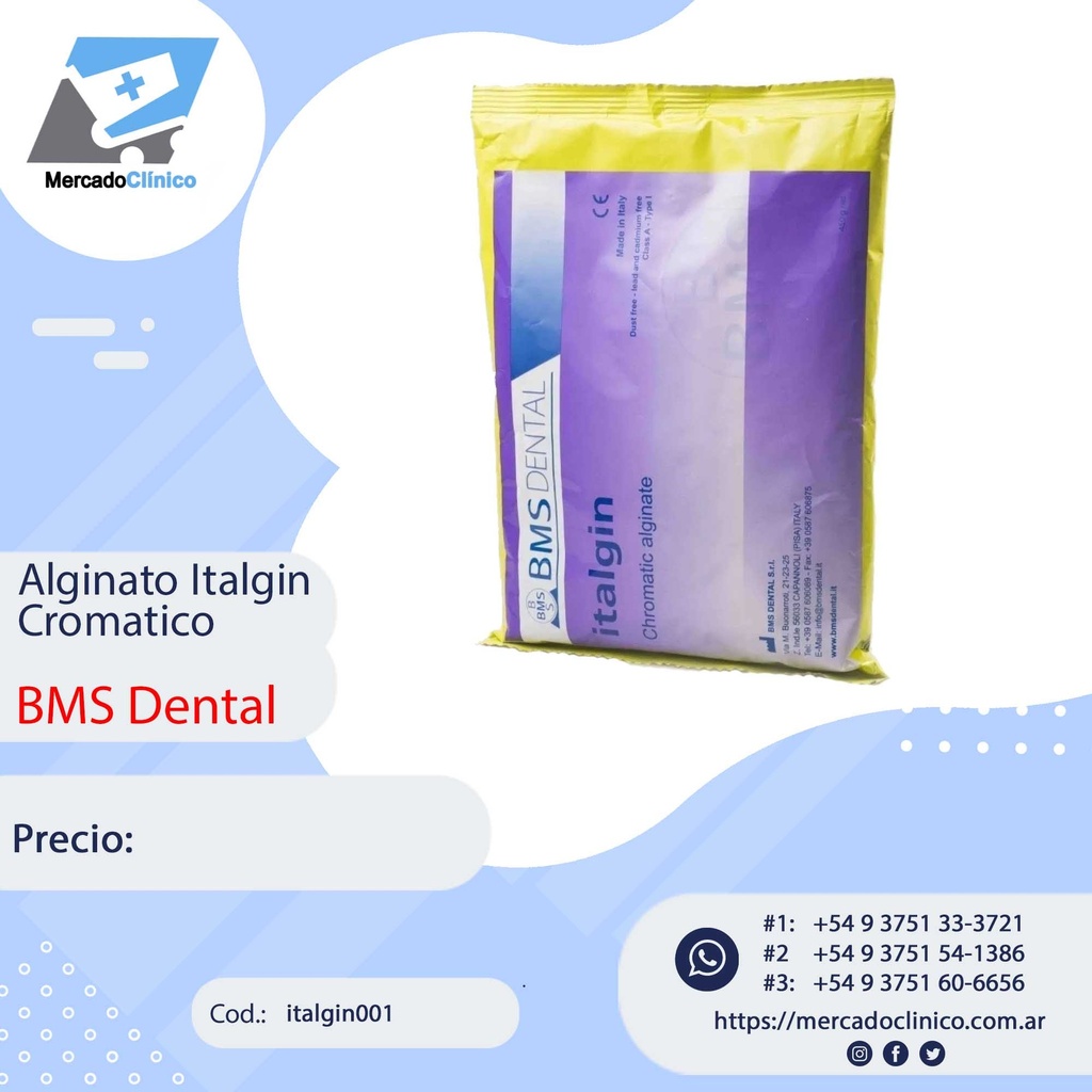 Alginato Cromatico Italgin - BMS DENTAL | Mercado Clinico